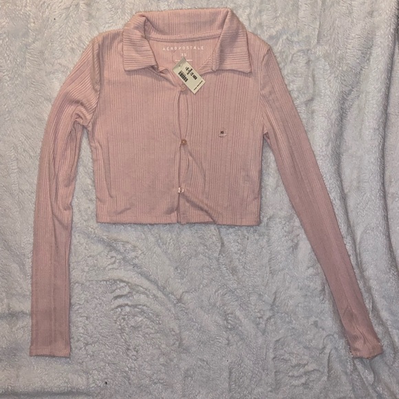 Aeropostale | Tops | Aeropostale Pink Button Down Collared Long Sleeve ...